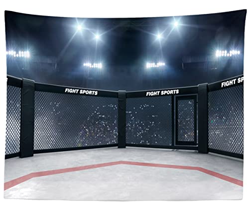 BELECO 7x5FT Fabric Boxing Backdrop Stadium Light 3D Boxing Arena Photo Backdrop Fight Sports Competition Boxing Ring Photography Background UFC Decor Baby Shower Birthday Party Boys Men Photo Props