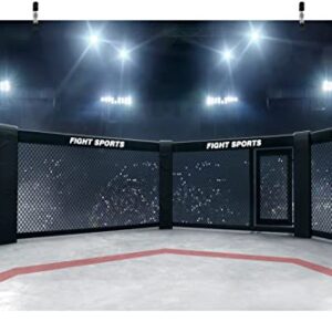 BELECO 7x5FT Fabric Boxing Backdrop Stadium Light 3D Boxing Arena Photo Backdrop Fight Sports Competition Boxing Ring Photography Background UFC Decor Baby Shower Birthday Party Boys Men Photo Props