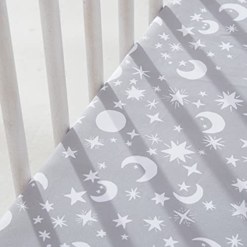 bimocosy Fitted Crib Sheets for Boys 4 Pack, Size 28"x 52" for Standard Crib and Toddler Mattresses, Super Soft Breathable Microfiber Baby Crib Mattress Sheet, Stars/Woodland Animals/Grey/Light Green