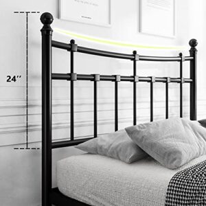 Feonase Twin Size Metal Bed Frame with Headboard, Modern Heavy Duty Platform Bed Frame with 14 Steel Slats Support, 12" Under Bed Storage, No Box Spring Needed, Easy Assembly, Noise-Free, Black