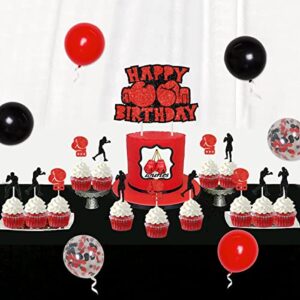 25 PCS Boxing Cupcake Toppers Boxing Gloves Cake Topper Decorations Fight Sports Theme Birthday Party Glittering Wrestling Party Supplies