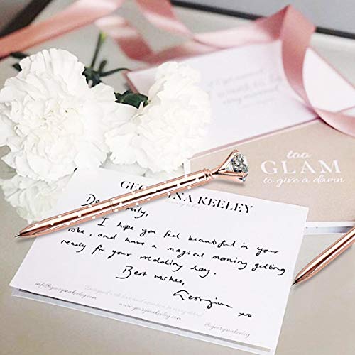 ZZTX 8 PCS Big Crystal Diamond Ballpoint Pen Bling Metal Ballpoint Pen Office Supplies, Rose Gold/Silver/White With Rose Polka Dots/Rose Gold With White Polka Dots, Includes 8 Pen Refills