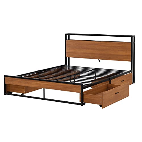 Overstock Queen Size Metal Platform Bed Frame Black 1 Queen