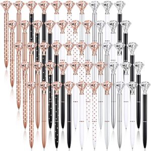 50 pieces diamond pens wedding crystal metal ballpoint pens bling metal fancy pens ball point office pens bridal shower pens bride gifts for office school desk supplies, including 50 pen refills