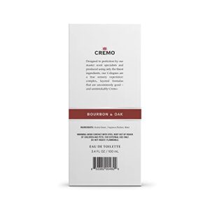 Cremo Bourbon & Oak Cologne Spray, A Sophisticated Blend of Distiller’s Spice, Fine Bourbon and White Oak, 3.4 Fl Oz