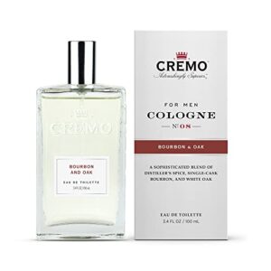 Cremo Bourbon & Oak Cologne Spray, A Sophisticated Blend of Distiller’s Spice, Fine Bourbon and White Oak, 3.4 Fl Oz