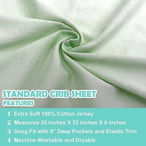 TL Care 100% Cotton Jersey Knit Fitted Crib Sheet for Standard Crib and Toddler Mattresses, Celery, 28 x 52, for Boys and Girls