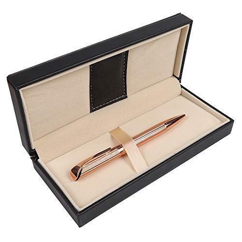 Penneed Ballpoint Pen with Gift Box, Retractable Pen for Men Women Executive Business Office School Supplies, Refillable 1.0mm Black Ink B5 (Rose Gold)