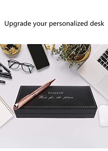 Penneed Ballpoint Pen with Gift Box, Retractable Pen for Men Women Executive Business Office School Supplies, Refillable 1.0mm Black Ink B5 (Rose Gold)