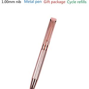 Penneed Ballpoint Pen with Gift Box, Retractable Pen for Men Women Executive Business Office School Supplies, Refillable 1.0mm Black Ink B5 (Rose Gold)