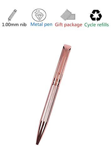 Penneed Ballpoint Pen with Gift Box, Retractable Pen for Men Women Executive Business Office School Supplies, Refillable 1.0mm Black Ink B5 (Rose Gold)