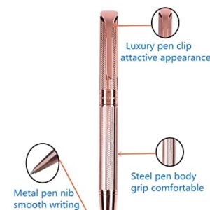 Penneed Ballpoint Pen with Gift Box, Retractable Pen for Men Women Executive Business Office School Supplies, Refillable 1.0mm Black Ink B5 (Rose Gold)