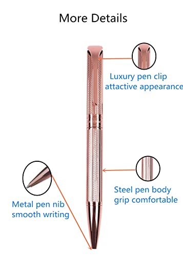 Penneed Ballpoint Pen with Gift Box, Retractable Pen for Men Women Executive Business Office School Supplies, Refillable 1.0mm Black Ink B5 (Rose Gold)