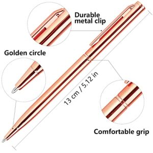 LONGKEY 3 Pack Slim Ballpoint Pens Black ink Medium Point 1.0 mm Writting Pen, Great Gift for Wedding Business Office Students Teachers Christmas (Rose Gold)