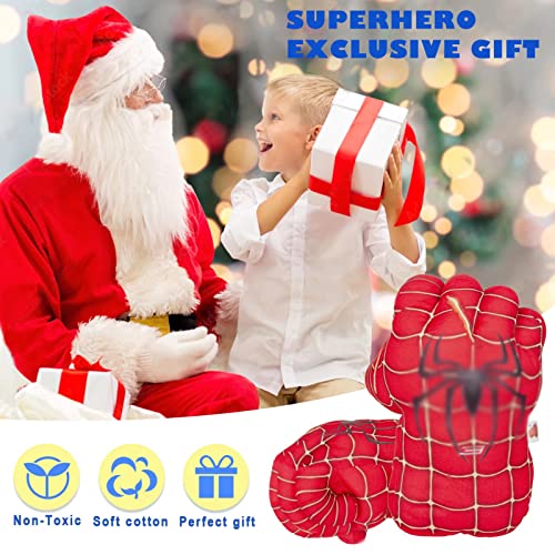 Superhero Toys for Kid, Red Boxing Gloves Kids Plush Hands Fists Toys, Superhero Halloween Costume Cosplay Festival Party Supplies Favors Christmas Gift for 3-10 Year Old Boys Girls Teen