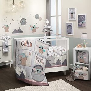 lambs & ivy star wars the child baby yoda nursery 3-piece baby crib bedding set