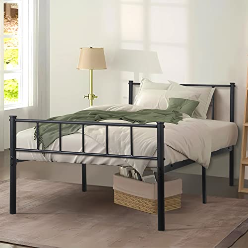 Dkelincs Twin Size Bed Frame with Headboard and Foot Board, Heavy Duty Steel Metal Platform Bed Frame, Reserved Storage, No Box Spring Needed, Easy Set Up, Black