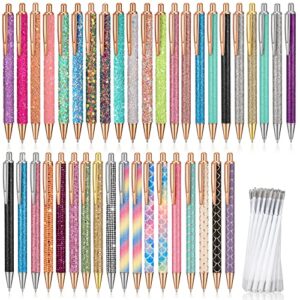 40 pcs sparkly pens for women nurses week gifts pen gift set glitter pen fancy pens cute pens gold glitter colorful ballpoint pens 1 mm black ink with replacement refills for school office