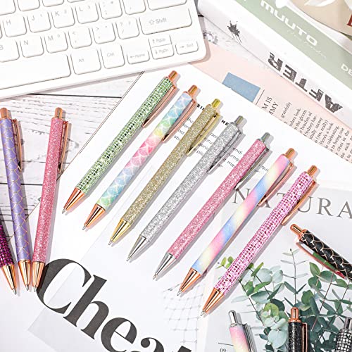 40 Pcs Sparkly Pens for Women Nurses Week Gifts Pen Gift Set Glitter Pen Fancy Pens Cute Pens Gold Glitter Colorful Ballpoint Pens 1 mm Black Ink with Replacement Refills for School Office