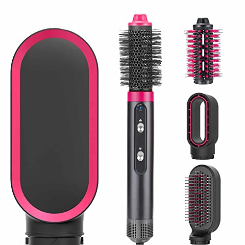 Hot-Air Hair Brush, 4 in 1 Hair Dryer Brush for Styling/Straightening/Curling/Fast Drying, Volumizer Salon Negative Ion Blow Dryer Brush