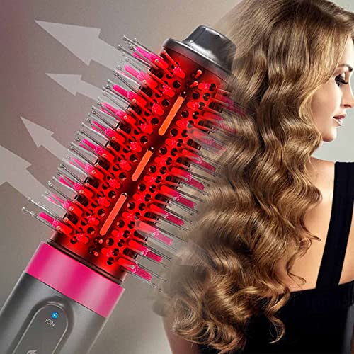 Hot-Air Hair Brush, 4 in 1 Hair Dryer Brush for Styling/Straightening/Curling/Fast Drying, Volumizer Salon Negative Ion Blow Dryer Brush