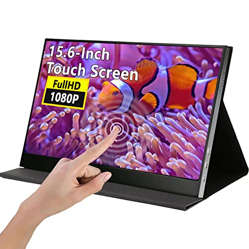 YOUYUANLTD 15.6 inch Portable Monitor Full HD IPS HDMI FHD 1920x1080 OnCell Touch Screen for Gaming Laptop Computer Phone Xbox PS4 PS5,Switch,Working Display with Dual Speakers,Black