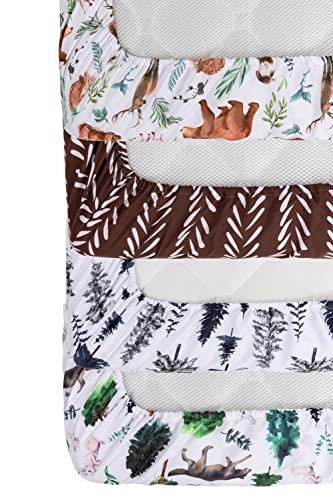 4 Pack Woodland Forest Animals Wood Neutral Unisex Fitted Baby Crib Sheets Set for Baby Boys or Girls