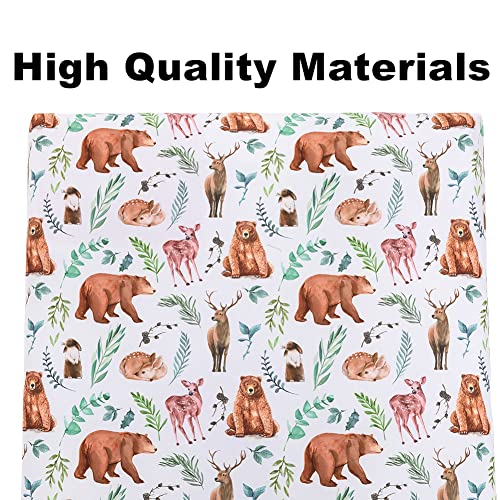 4 Pack Woodland Forest Animals Wood Neutral Unisex Fitted Baby Crib Sheets Set for Baby Boys or Girls