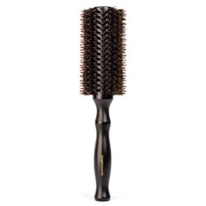 boar bristle round hair brush - 2.2 inch diameter - blow dryer & curling roll styling hairbrush with natural wooden handle for women & men - used while blow drying to style, curl, and dry hair