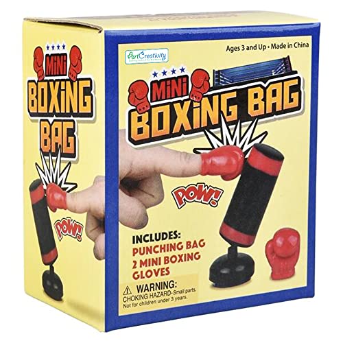 ArtCreativity Mini Boxing Bag Set for Kids, 3-Piece Set with 1 Mini Punching Bag and 2 Gloves, Cool Desk Toys for Adults, Boxing Tabletop Game for Stress Relief and Hours of Fun