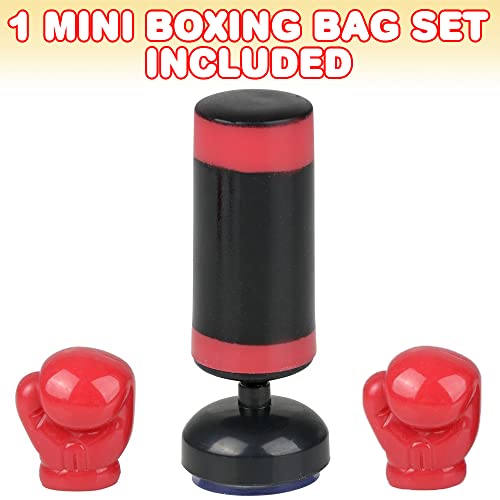 ArtCreativity Mini Boxing Bag Set for Kids, 3-Piece Set with 1 Mini Punching Bag and 2 Gloves, Cool Desk Toys for Adults, Boxing Tabletop Game for Stress Relief and Hours of Fun