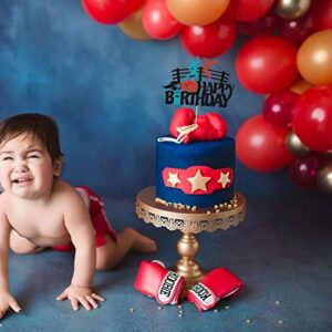 Gyufise 1 Pack Boxing Cake Topper Boxing Decorations Bout Pugilist Infighter Beat Boxing Platform Punching Bag Glove Themed Men Kids Boy Girl Birthday Party Cake Decor Happy Birthday Event Supplies