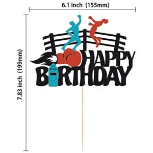 Gyufise 1 Pack Boxing Cake Topper Boxing Decorations Bout Pugilist Infighter Beat Boxing Platform Punching Bag Glove Themed Men Kids Boy Girl Birthday Party Cake Decor Happy Birthday Event Supplies