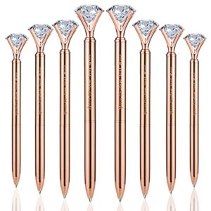 hh-studio custom rose gold diamond ballpoint pens with big colorful diamond bling metal ballpoint pen office supplies gift pens for christmas wedding birthday, rosgold