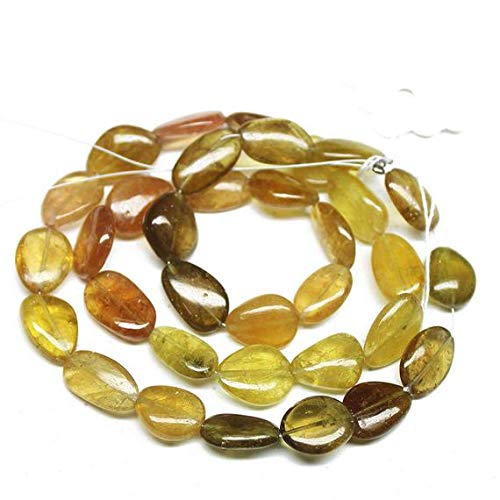 LKBEADS Natural Yellow Tourmaline Smooth Oval Gemstone Loose Spacer Craft Beads Strand 16 Inch Long 11mm 14mm Code-HIGH-25871