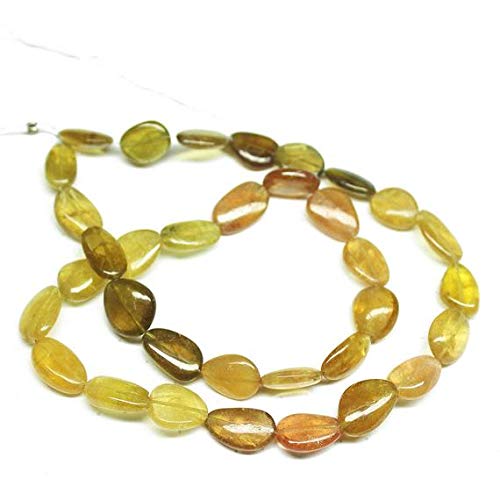 LKBEADS Natural Yellow Tourmaline Smooth Oval Gemstone Loose Spacer Craft Beads Strand 16 Inch Long 11mm 14mm Code-HIGH-25871