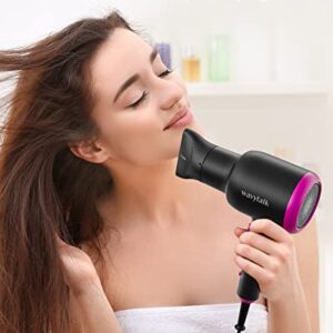 Wavytalk Professional Hair Dryer with Diffuser, 1875W Blow Dryer Ionic Hair Dryer for Women with Constant Temperature, Hair Dryer with Ceramic Technology Fasting Drying Light and Quiet, Black