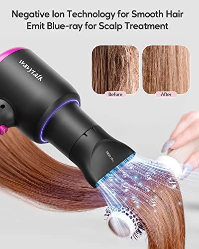 Wavytalk Professional Hair Dryer with Diffuser, 1875W Blow Dryer Ionic Hair Dryer for Women with Constant Temperature, Hair Dryer with Ceramic Technology Fasting Drying Light and Quiet, Black