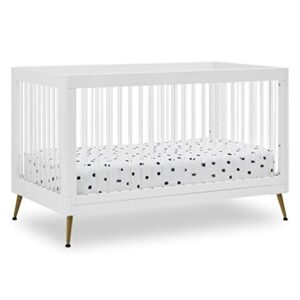 Delta Children Sloane 4-in-1 Acrylic Convertible Crib - Includes Conversion Rails, Bianca White w/Melted Bronze