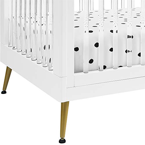 Delta Children Sloane 4-in-1 Acrylic Convertible Crib - Includes Conversion Rails, Bianca White w/Melted Bronze