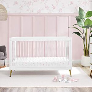 Delta Children Sloane 4-in-1 Acrylic Convertible Crib - Includes Conversion Rails, Bianca White w/Melted Bronze