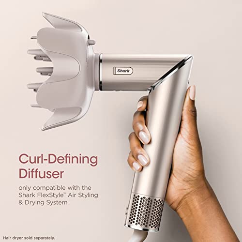 Shark XSKHD4DA FlexStyle Curl-Defining Diffuser, Attachment for Shark FlexStyle Blow Dryers, Styling Tool for Wavy, Curly, and Coily Hair, Enhance Natural Curls, Extendable Prongs, Stone