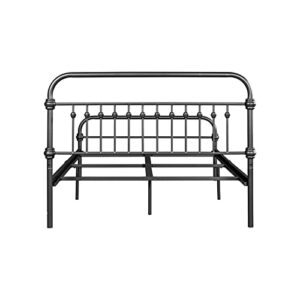 Epinki 81.6" L X 59.6" W X 44.4" H Metal Bed Frame Full Size Bed Frame - Black, Steel, Easy Assembly