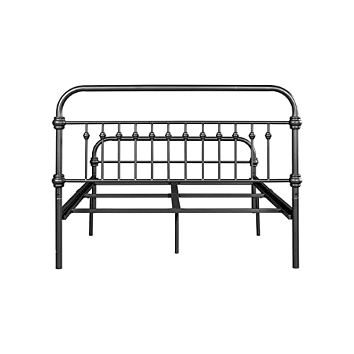 Epinki 81.6" L X 59.6" W X 44.4" H Metal Bed Frame Full Size Bed Frame - Black, Steel, Easy Assembly