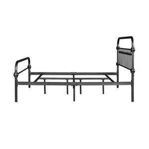 Epinki 81.6" L X 59.6" W X 44.4" H Metal Bed Frame Full Size Bed Frame - Black, Steel, Easy Assembly