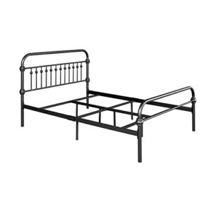 Epinki 81.6" L X 59.6" W X 44.4" H Metal Bed Frame Full Size Bed Frame - Black, Steel, Easy Assembly