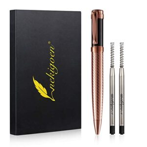 nekigoen ballpoint pen medium point gel black ink with 2 extra refills,luxury stainless steel fancy pens twist to open retractable pen signature executive business pen for men women b1 (rose gold)