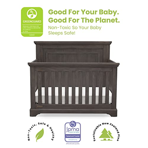 Simmons Kids SlumberTime Paloma 4-in-1 Convertible Baby Crib - Greenguard Gold Certified, Rustic Grey