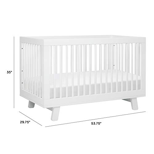 Babyletto Hudson 3-in-1 Convertible Crib with Toddler Bed Conversion Kit in White, Greenguard Gold Certified , 53.75x29.75x35 Inch (Pack of 1)