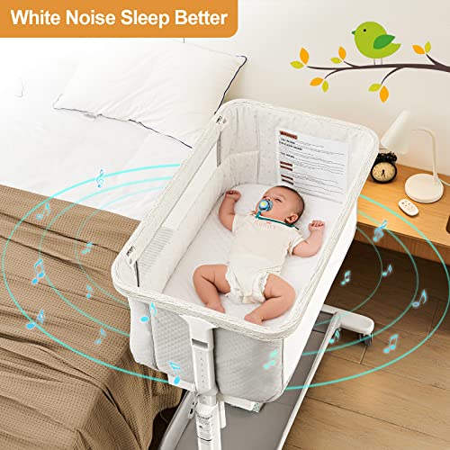 VaVaSoo Rocking Bassinet for Baby Electric Bassinet Bedside Sleeper 2 Rocking Motion Baby Crib Co Sleeper for Newborn Baby 10 Height Adjustable,White